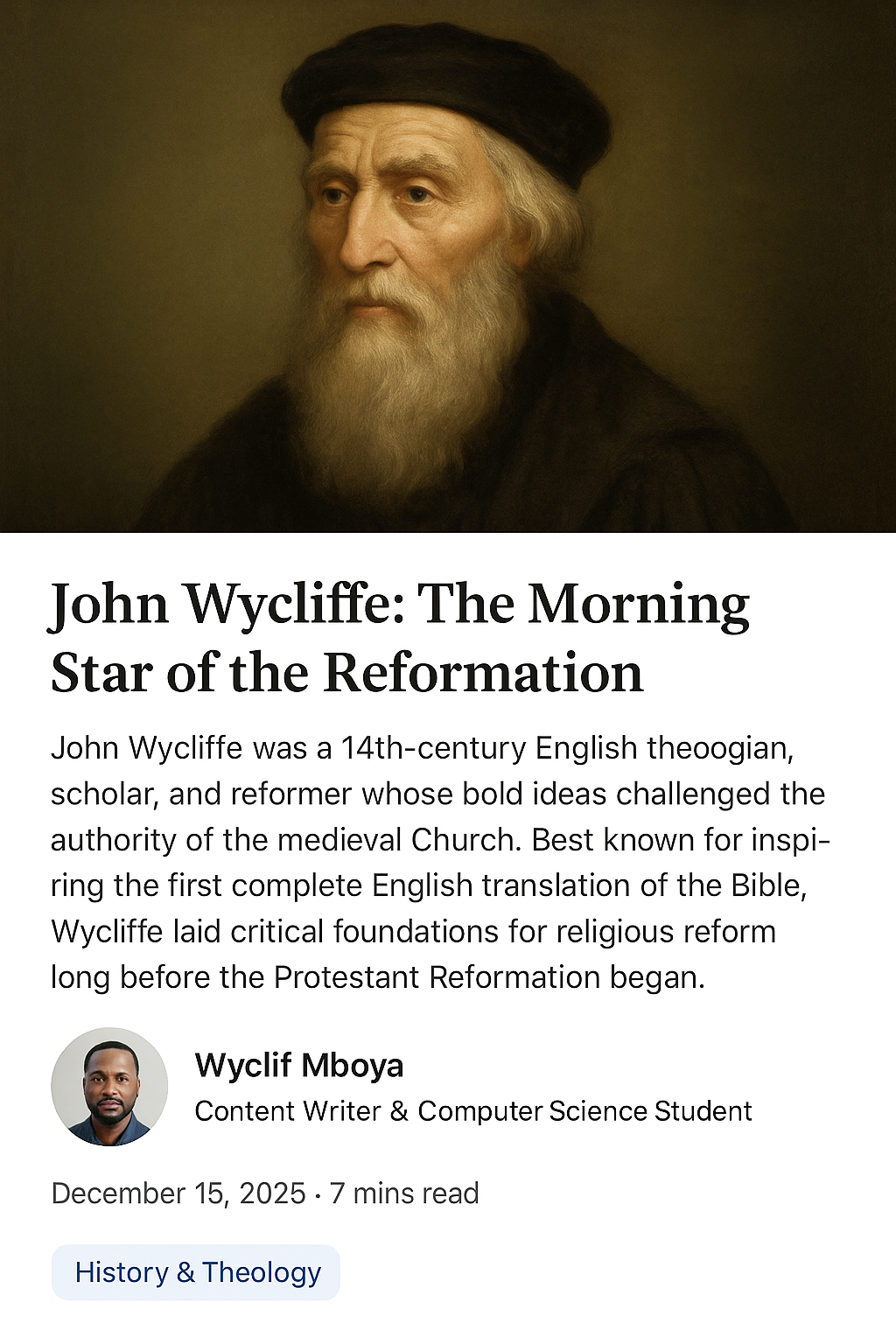 John Wycliffe: The Morning Star of the Reformation - Healthy Minds ...
